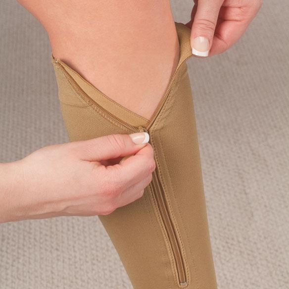 Support Stocking with Zipper - Open Toe - Available in Black and Skin ...